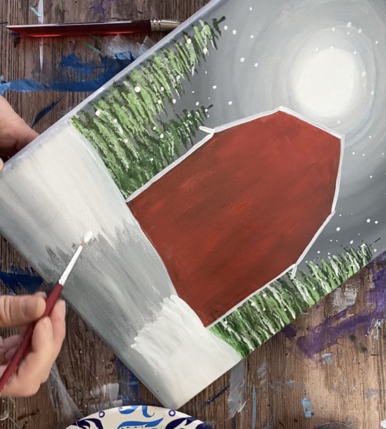 Winter Barn Painting Easy - Step By Step Painting