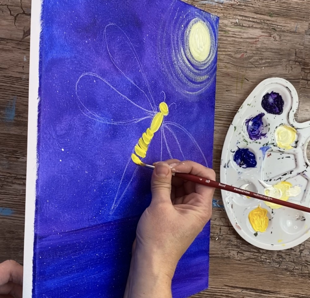 How To Paint A Dragonfly Over Lotus Pond - Tracie Kiernan - Step By ...