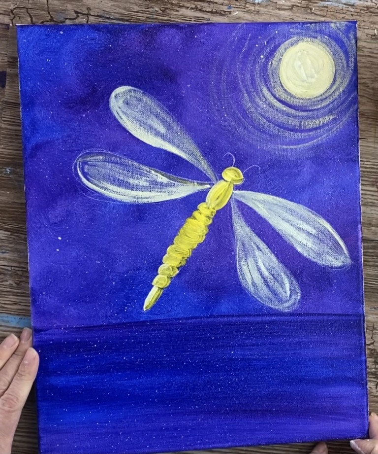 How To Paint A Dragonfly Over Lotus Pond - Tracie Kiernan - Step By ...