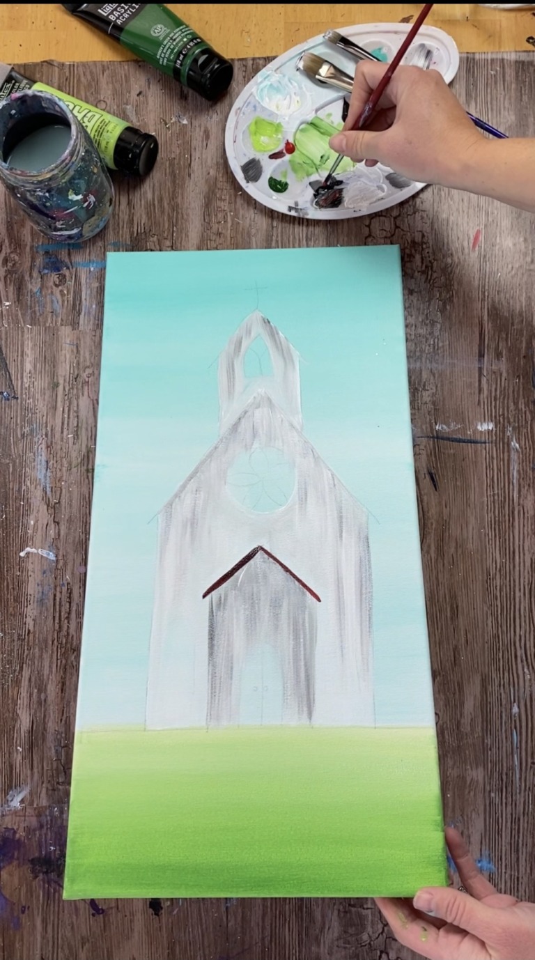 Church Painting - Step By Step Acrylic Online Tutorial For Beginners