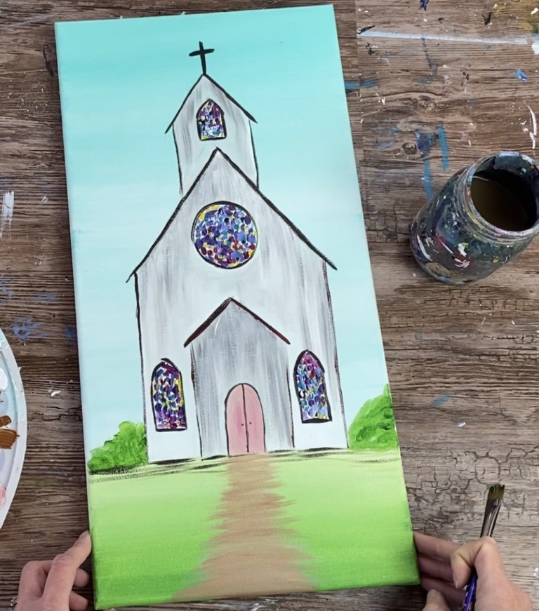 Church Painting - Step By Step Acrylic Online Tutorial For Beginners