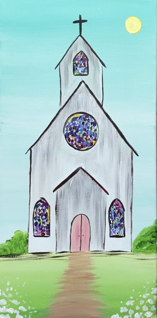 Church Painting - Step By Step Acrylic Online Tutorial For Beginners