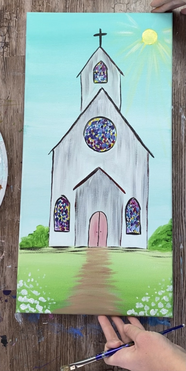 Church Painting - Step By Step Acrylic Online Tutorial For Beginners