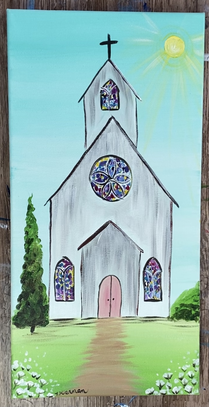 Church Painting - Step By Step Acrylic Online Tutorial For Beginners