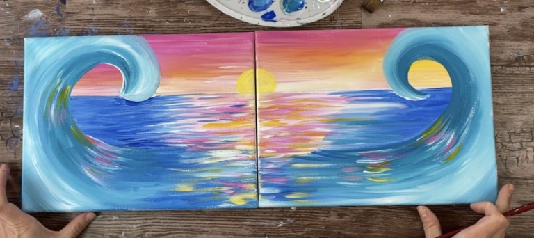 Wave Painting - Step By Step Acrylic Tutorial For Beginners