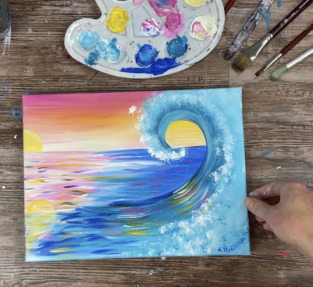 Wave Painting - Step By Step Acrylic Tutorial For Beginners