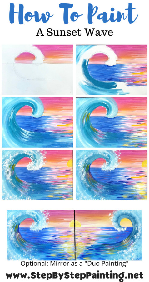 Wave Painting - Step By Step Acrylic Tutorial For Beginners