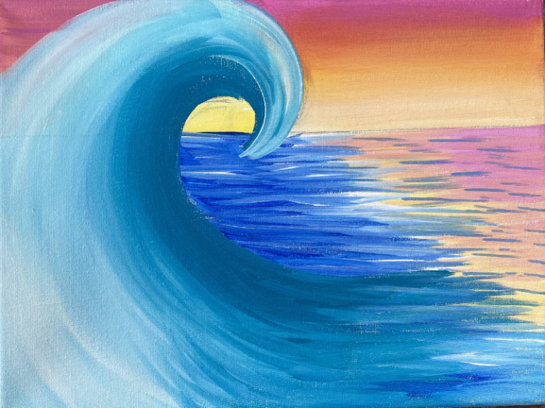 Wave Painting - Step By Step Acrylic Tutorial For Beginners