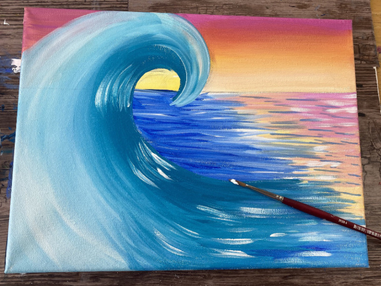 Wave Painting - Step By Step Acrylic Tutorial For Beginners