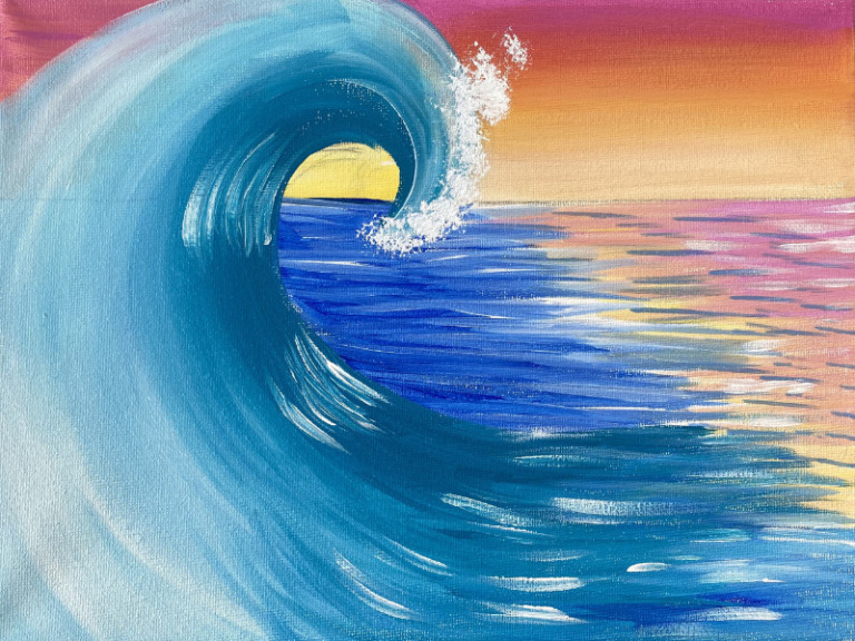 Wave Painting - Step By Step Acrylic Tutorial For Beginners