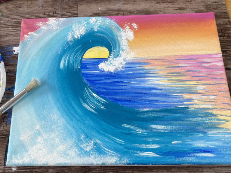 Wave Painting - Step By Step Acrylic Tutorial For Beginners