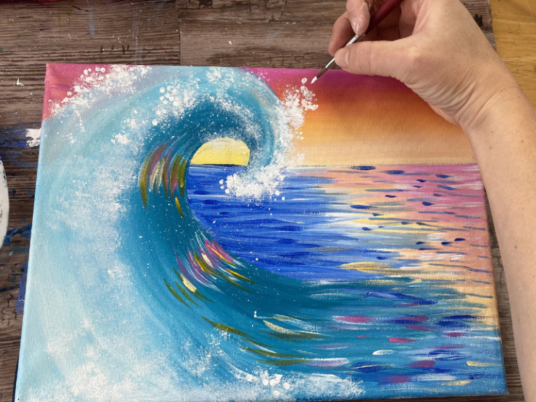 Wave Painting - Step By Step Acrylic Tutorial For Beginners