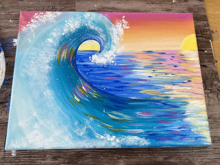 Wave Painting - Step By Step Acrylic Tutorial For Beginners