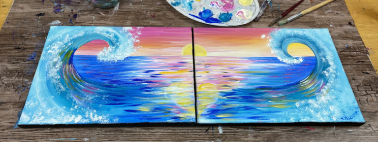 Wave Painting - Step By Step Acrylic Tutorial For Beginners