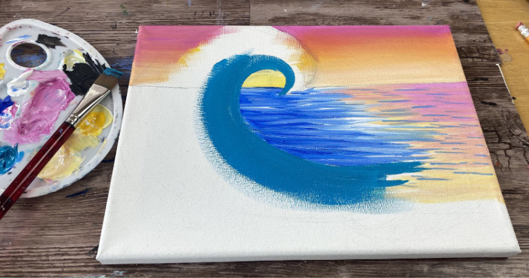 Wave Painting - Step By Step Acrylic Tutorial For Beginners