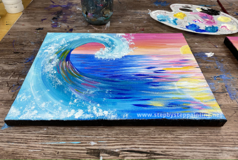 Wave Painting - Step By Step Acrylic Tutorial For Beginners