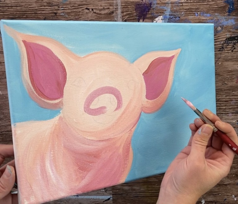 Pig Painting - Step By Step Acrylic Tutorial - For Beginners