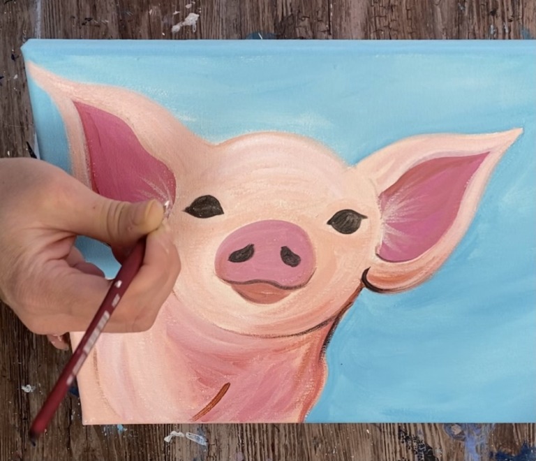 Pig Painting - Step By Step Acrylic Tutorial - For Beginners