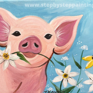 Pig Painting - Step By Step Acrylic Tutorial - For Beginners