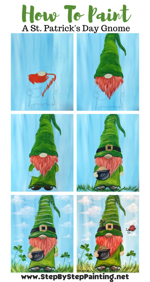 St. Patrick's Day Leprechaun Gnome Painting - Tracie Kiernan - Step By ...