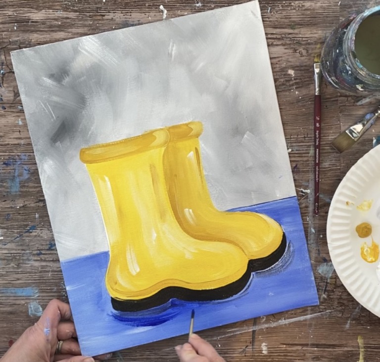 Tulip Painting - With Rain Boots - Step By Step Tutorial