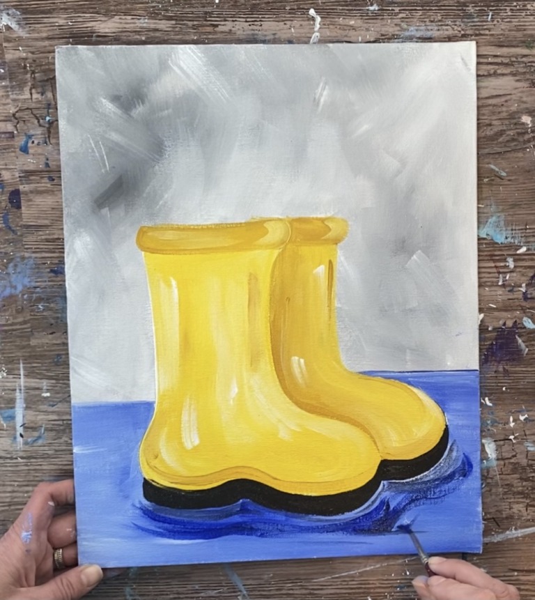 Tulip Painting - With Rain Boots - Step By Step Tutorial
