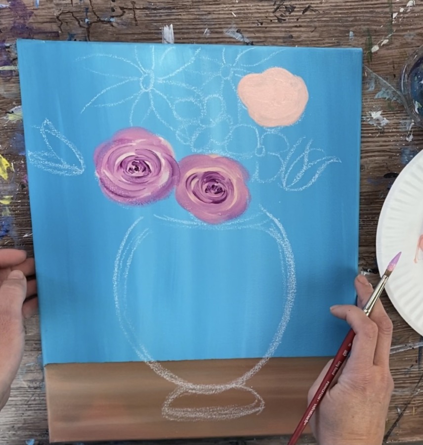 Flower Vase Painting - Step By Step Acrylic Painting Tutorial