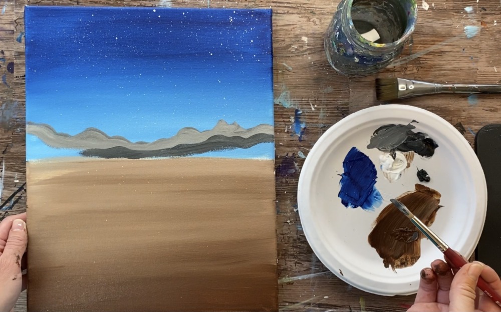 Desert Landscape Painting Tutorial - Night Desert Scene - Tracie ...