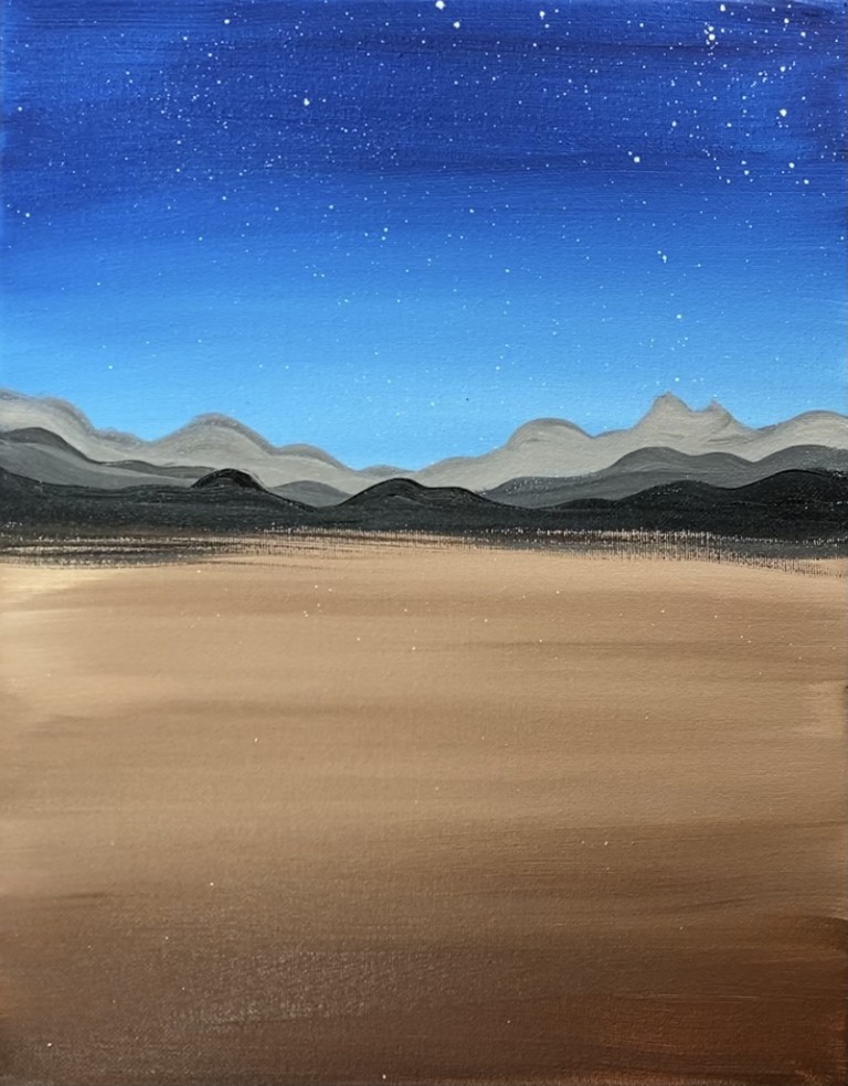 Desert Landscape Painting Tutorial - Night Desert Scene - Tracie ...