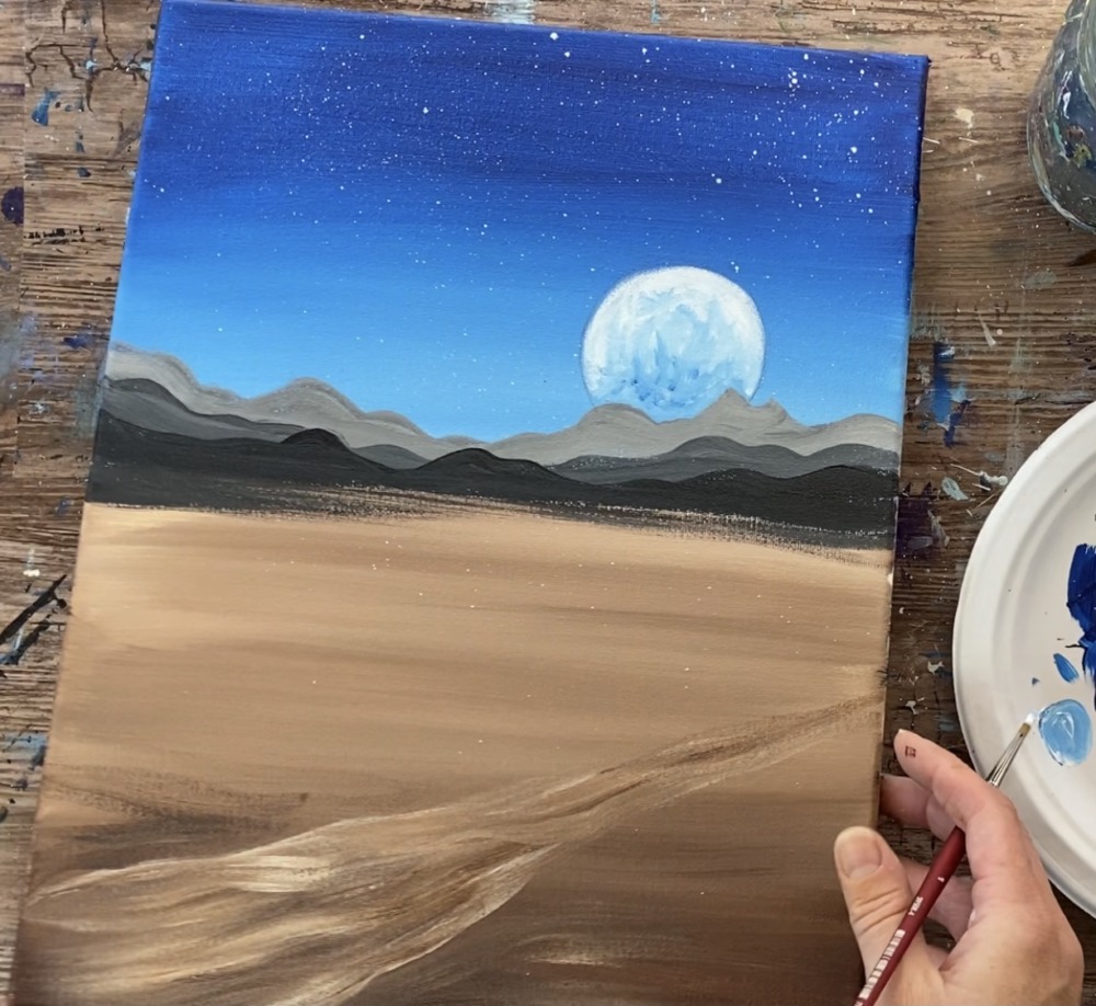 Desert Landscape Painting Tutorial - Night Desert Scene - Tracie ...