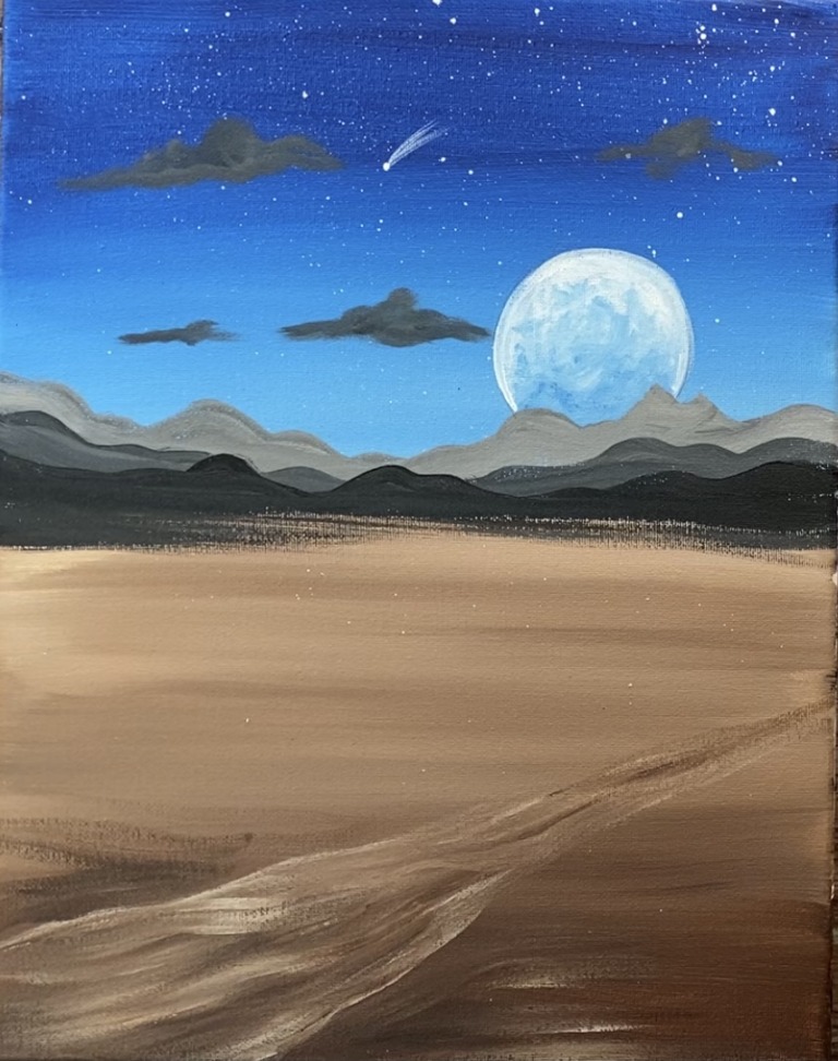 Desert Landscape Painting Tutorial - Night Desert Scene - Tracie ...
