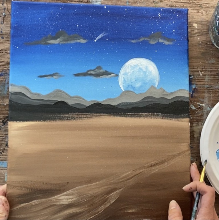 Desert Landscape Painting Tutorial - Night Desert Scene - Tracie ...