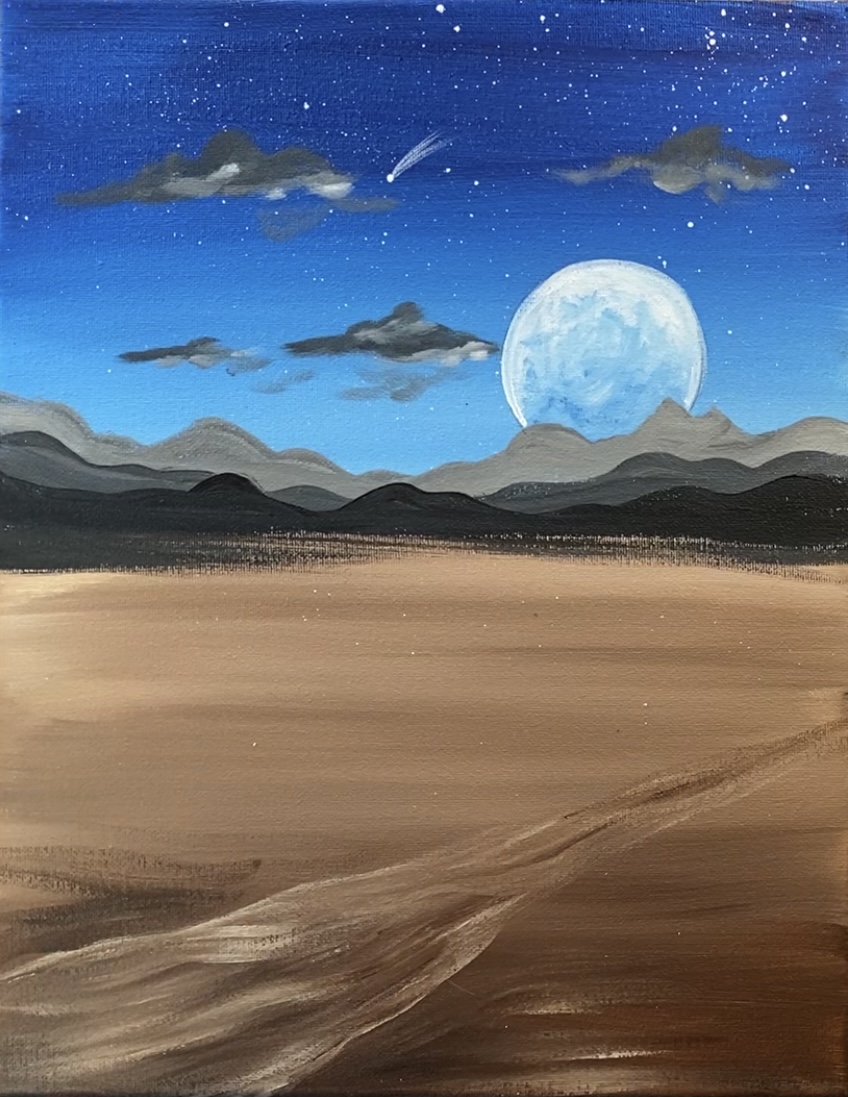 Desert Landscape Painting Tutorial - Night Desert Scene - Tracie ...