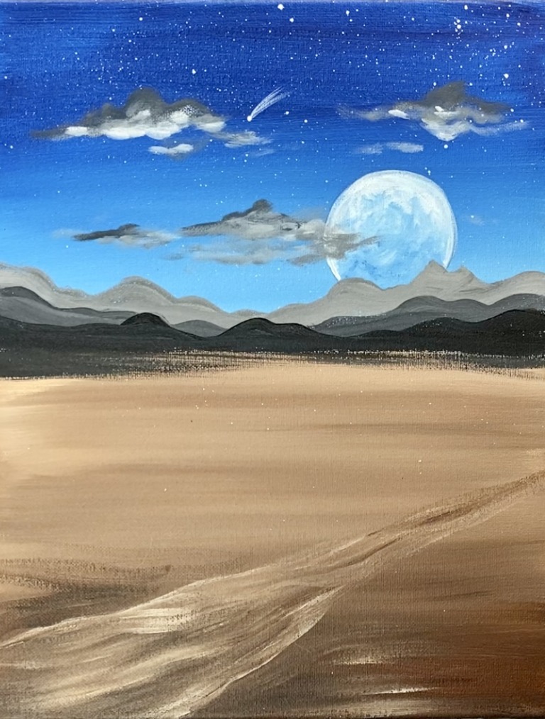 Desert Landscape Painting Tutorial - Night Desert Scene - Tracie ...