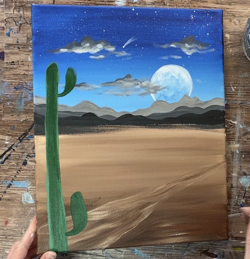 Desert Landscape Painting Tutorial - Night Desert Scene - Step By Step ...