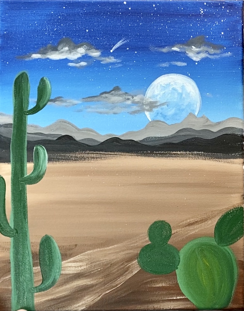 Desert Landscape Painting Tutorial - Night Desert Scene - Step By Step ...