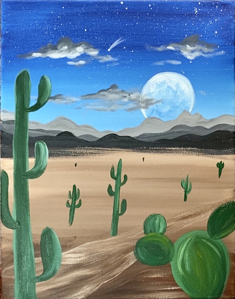 Desert Landscape Painting Tutorial - Night Desert Scene - Step By Step ...