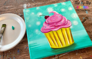 Cupcake Painting - Step By Step Acrylic Tutorial - Easy For Beginners