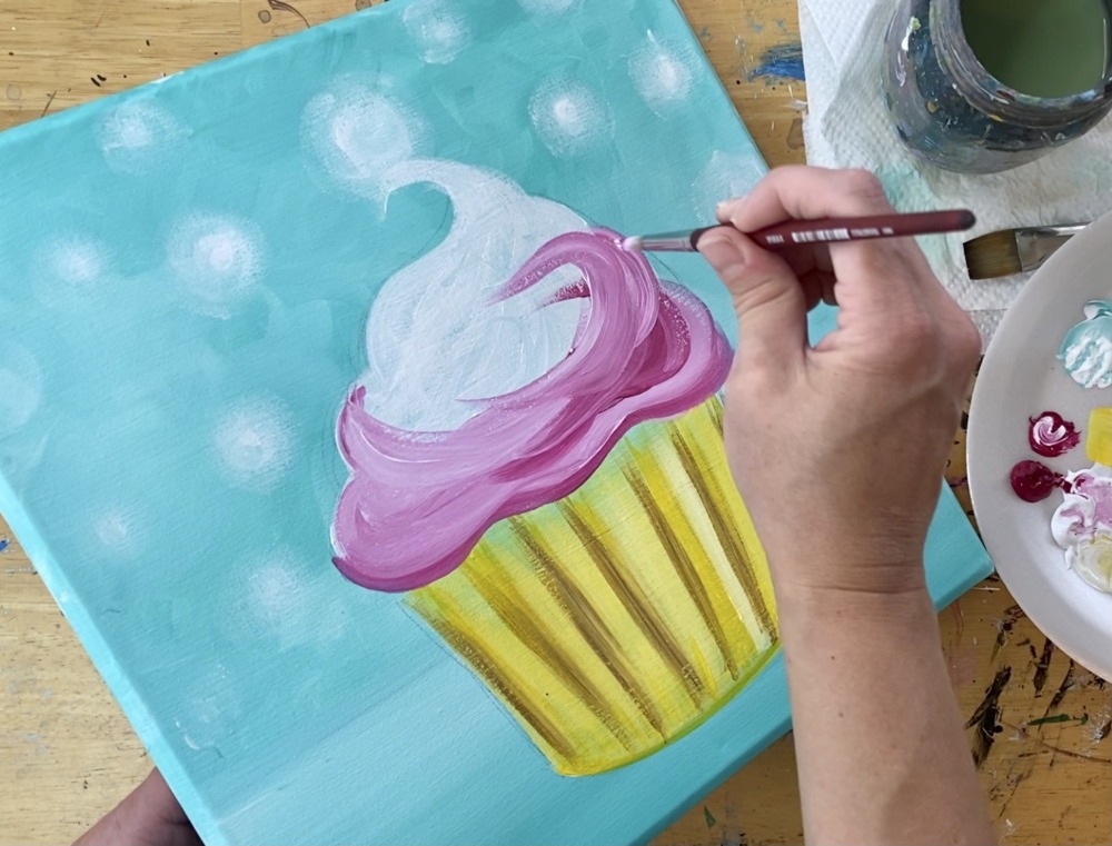 Cupcake Painting - Step By Step Acrylic Tutorial - Easy For Beginners