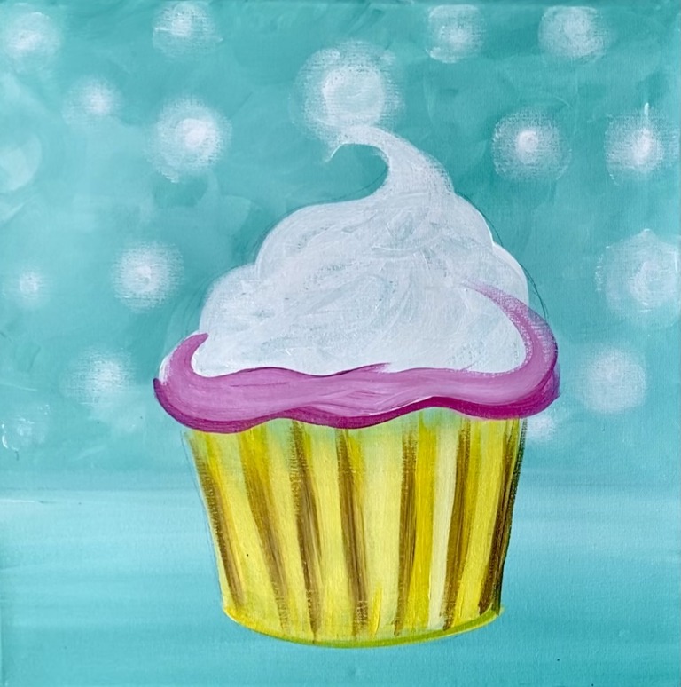 Cupcake Painting - Step By Step Acrylic Tutorial - Easy For Beginners