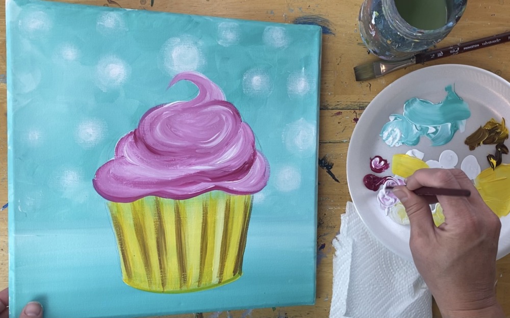 Cupcake Painting - Step By Step Acrylic Tutorial - Easy For Beginners