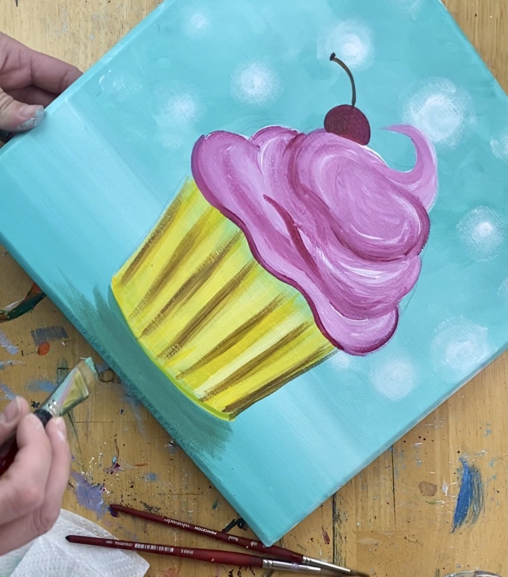 Cupcake Painting - Step By Step Acrylic Tutorial - Easy For Beginners