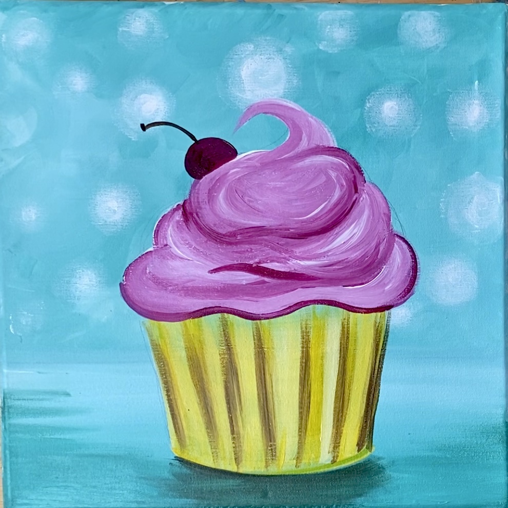 Cupcake Painting - Step By Step Acrylic Tutorial - Easy For Beginners
