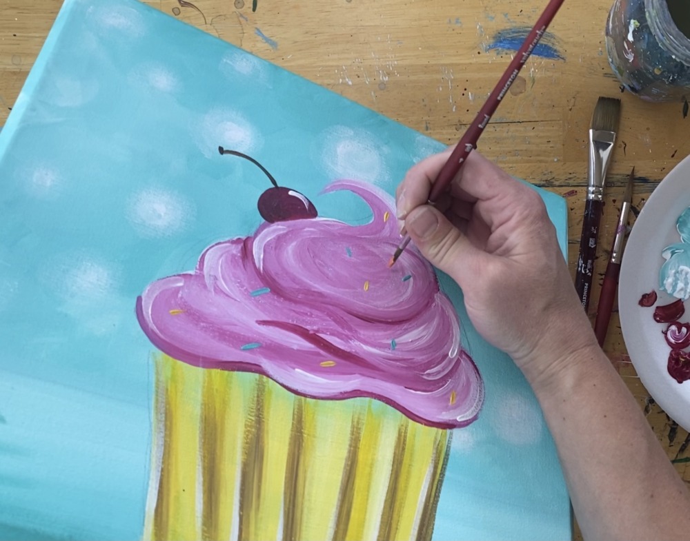 Cupcake Painting - Step By Step Acrylic Tutorial - Easy For Beginners