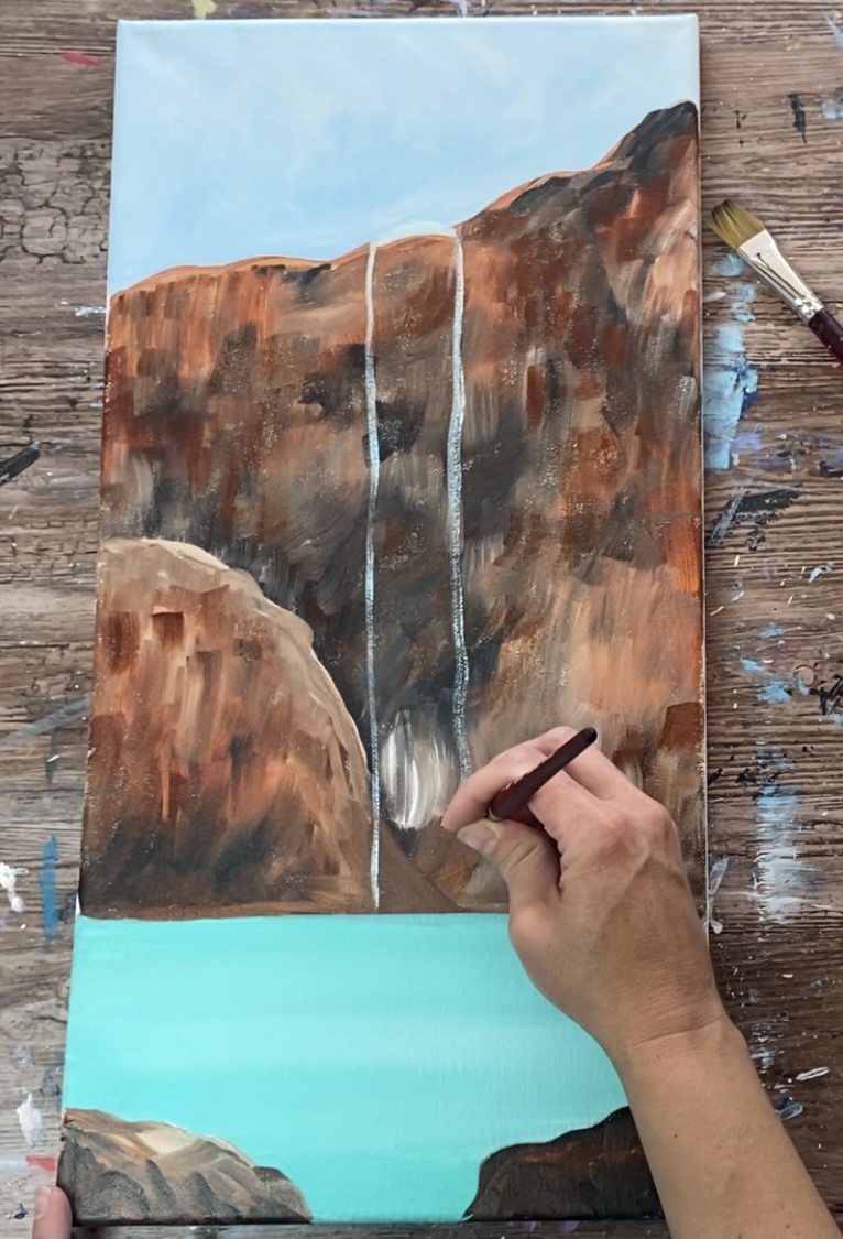 Canyon Waterfall Painting - Step By Step Online Tutorial
