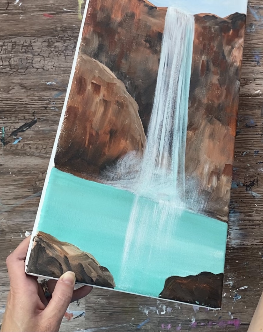 Canyon Waterfall Painting - Step By Step Online Tutorial
