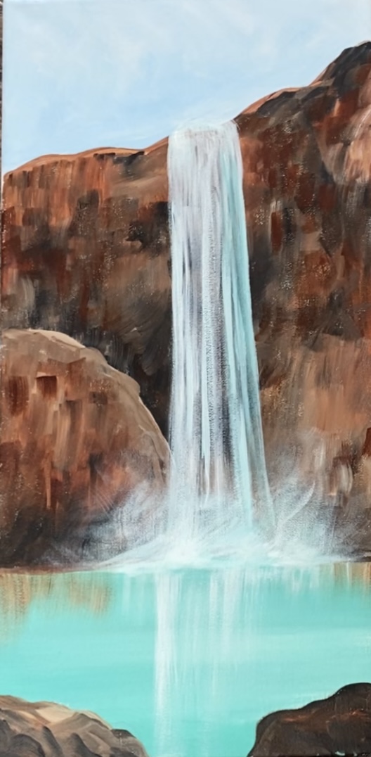 Canyon Waterfall Painting - Step By Step Online Tutorial