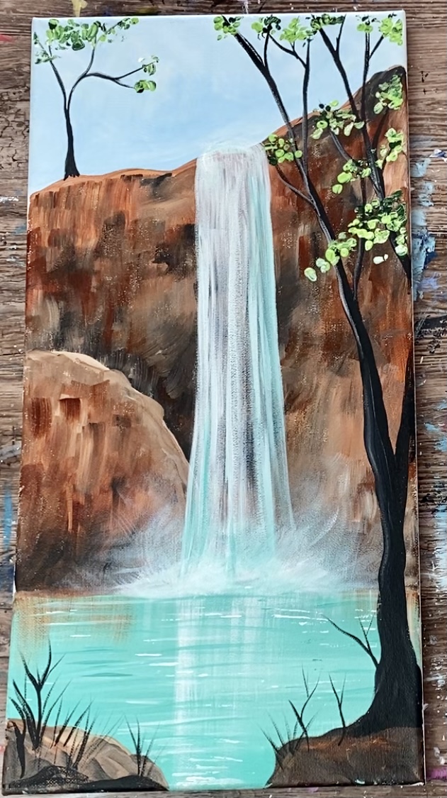 Canyon Waterfall Painting - Step By Step Online Tutorial