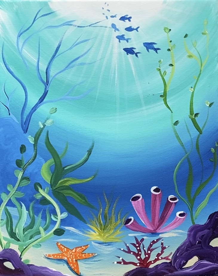 Under The Sea Painting - Step By Step Acrylic Tutorial For Beginners