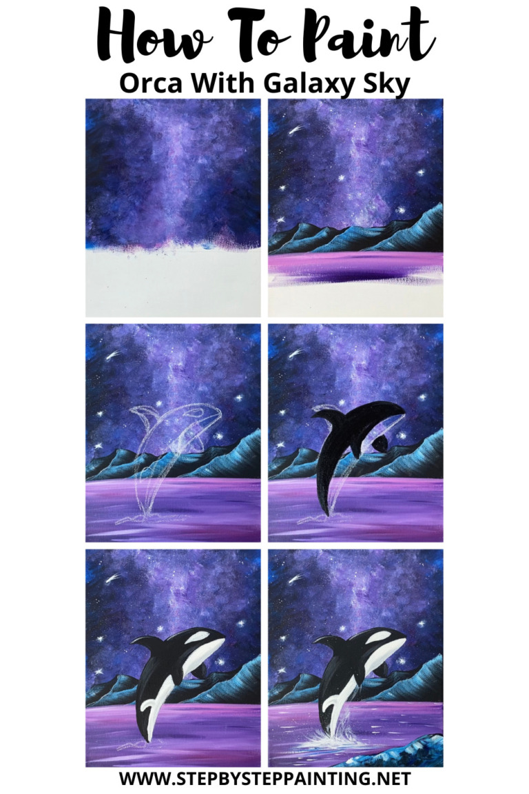 Orca Painting Tutorial - With Galaxy Sky - Step By Step
